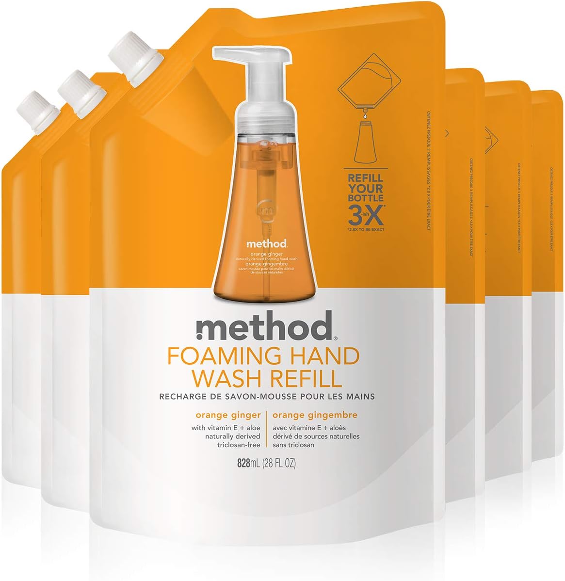 Amazon.com : Method Foaming Hand Soap Refill, Orange Ginger, 28 oz, 6 ...