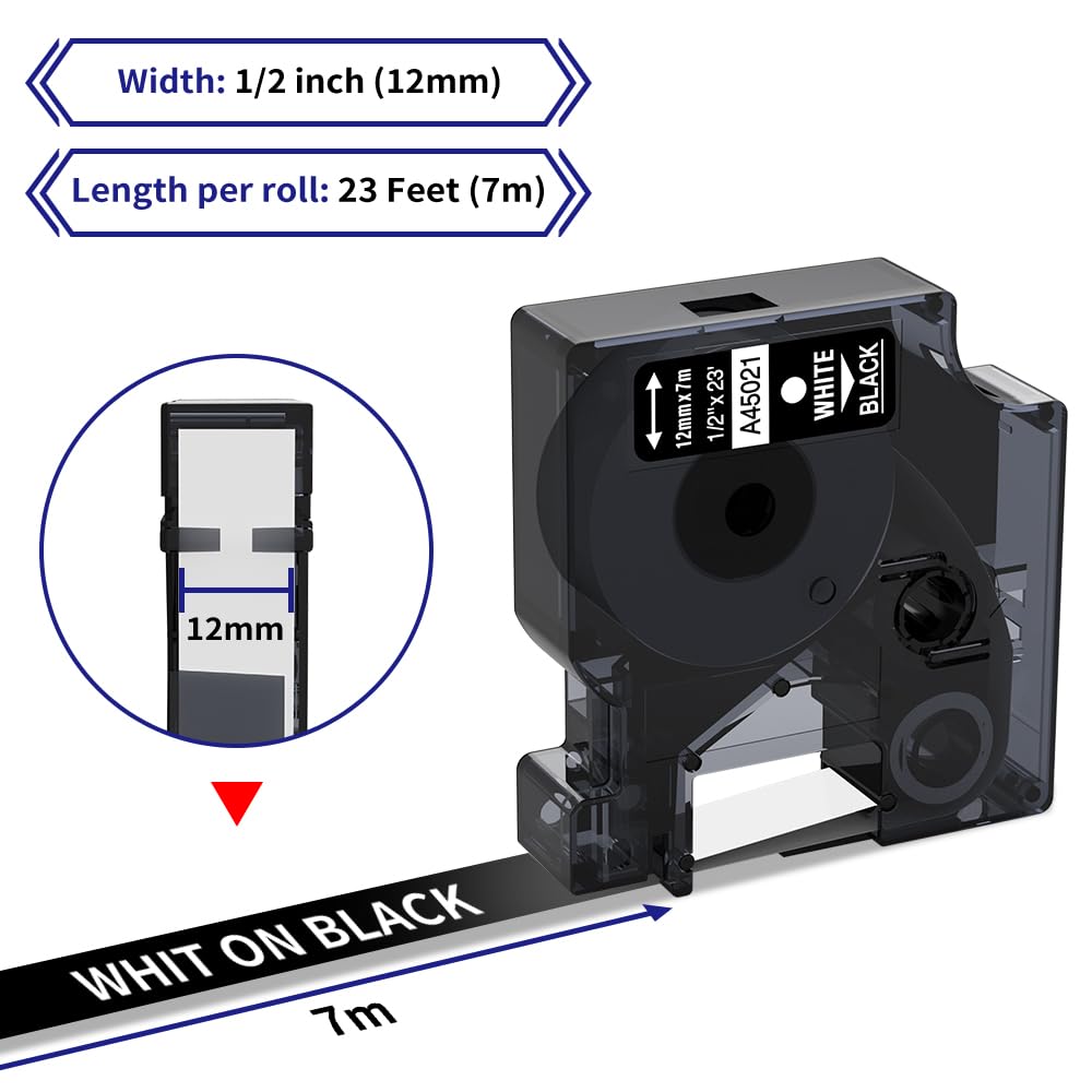 Snapklik.com : COLORWING Compatible Dymo White On Black D1 Label Tape ...