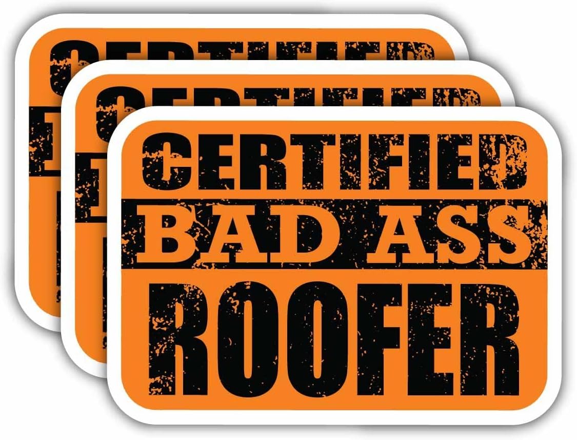 Amazon.com: (x3) Certified Bad Ass Roofer Magnets | Cool Funny ...
