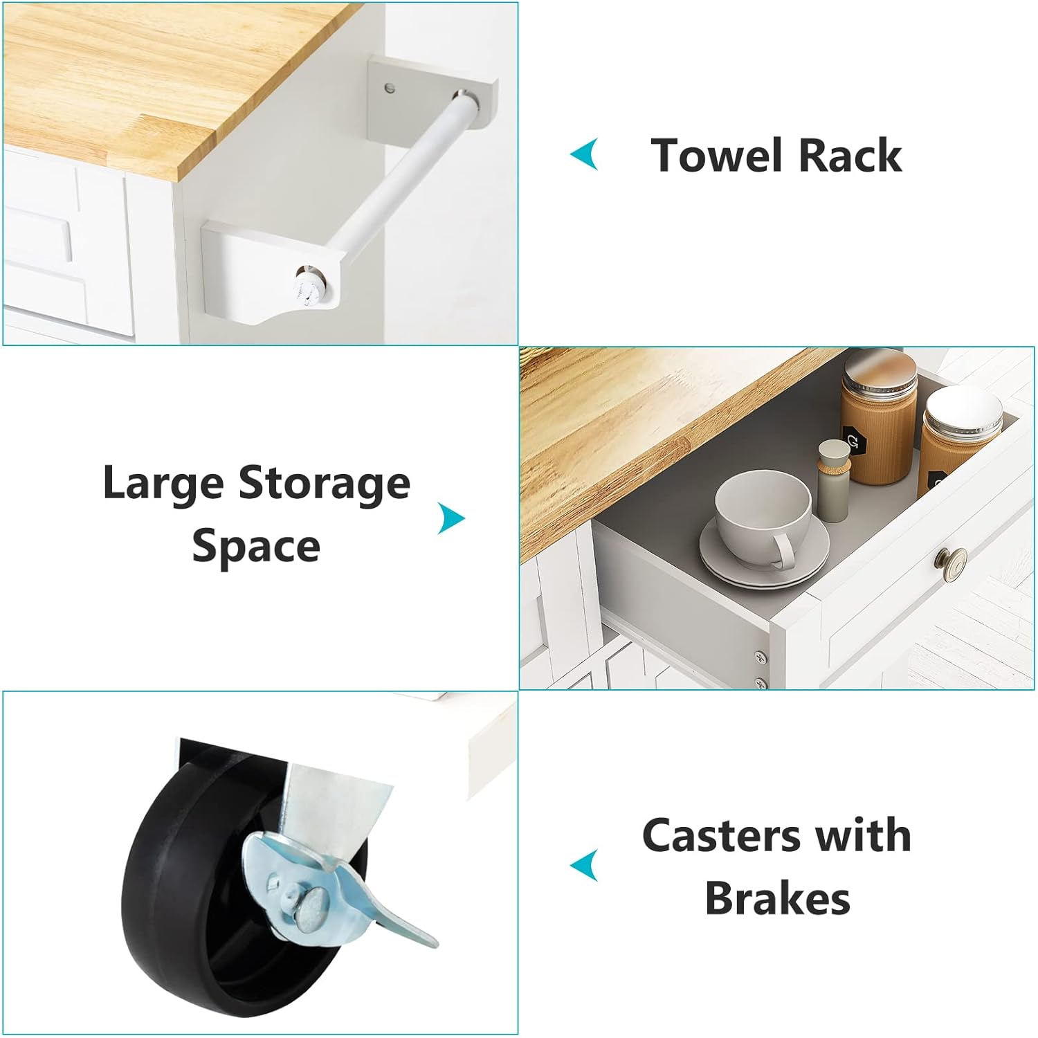 Rolling Kitchen Island – Carros de cocina movibles sobre ruedas isla ...