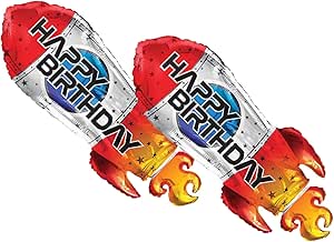 Amazon.com: Set of 2 Happy Birthday Blast Off Rocket Ship 28" Foil ...