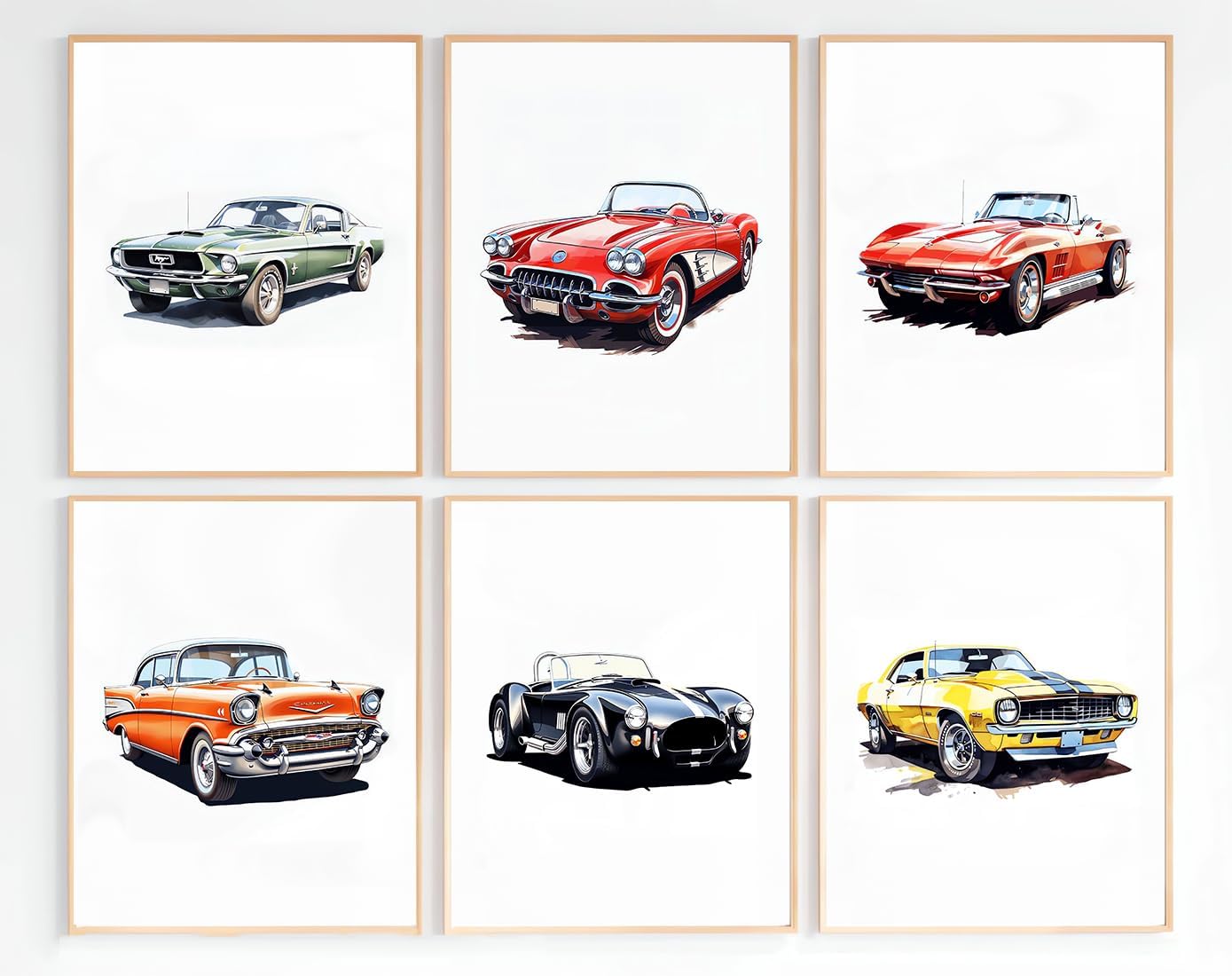 Amazon.com: HUACANVASART Watercolor Classic Car Wall Art Prints,Vintage ...