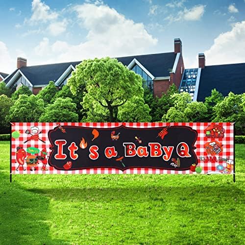 Amazon.com: VILIFEVER Baby Q Banner Burlap BBQ Theme Baby Shower ...