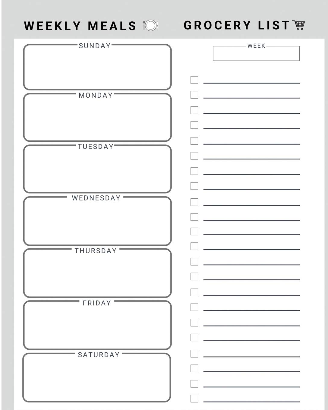 Weekly Meals Grocery List Weekly Daily Meal Planner Pad Menu ...