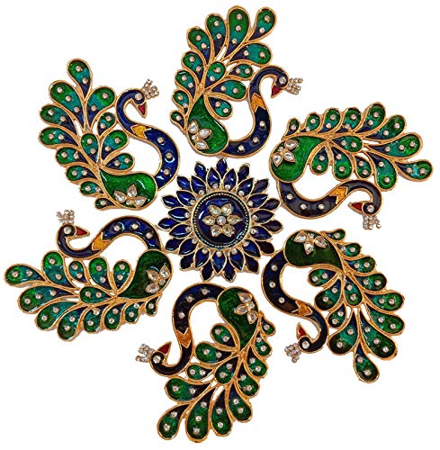 Buy 10 x10 inches Peacock Rangoli Set for Decoration Round Floral ...