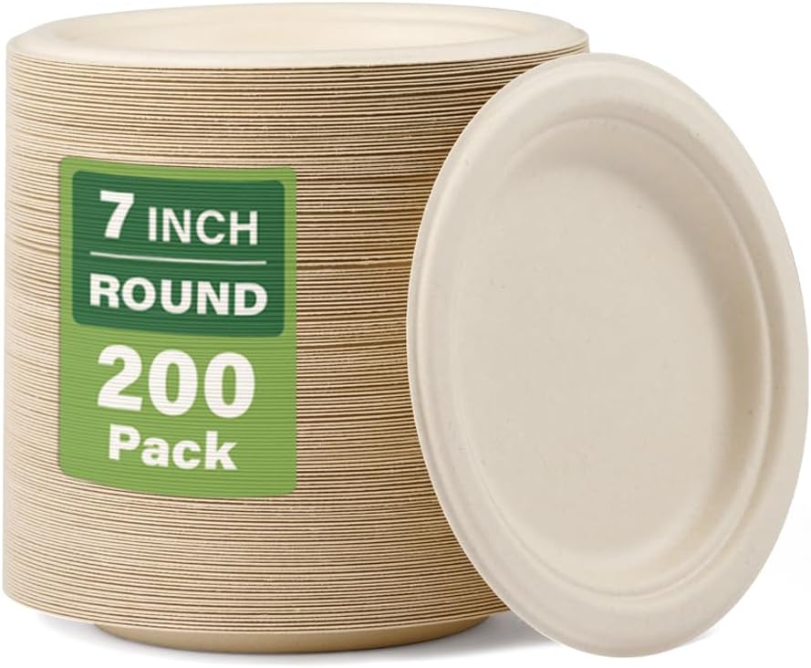 Amazon.com: outdoor time Paper Plates 7 inch 200 Pack Ultra Compostable ...