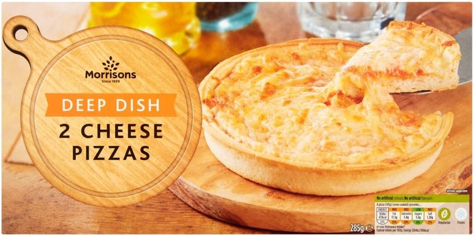Morrisons Deep Dish 2 Cheese Pizzas, 285 g (Frozen) : Amazon.co.uk: Grocery
