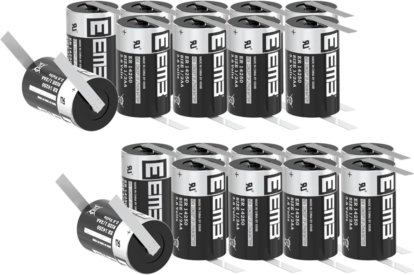 Amazon.com: EEMB 20Pack ER14250 1/2AA 3.6V Lithium Battery with FT ...