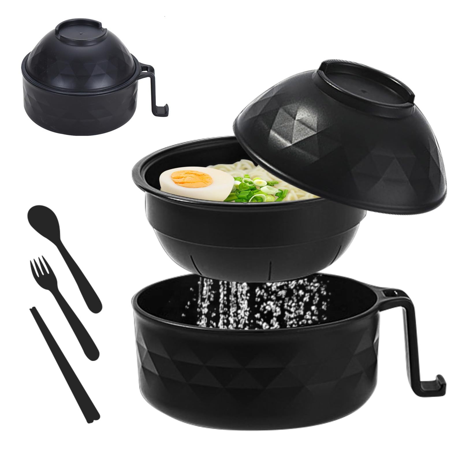 Ramen Bowl,Ramen Noodle Bowls Microwavable,6-Piece Ramen Cooker with ...