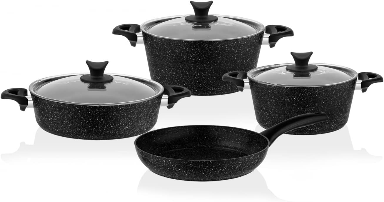 TAÇ TAC-3455 Mastercook 7 Prç Granit Tencere Seti, Siyah : Amazon.com ...