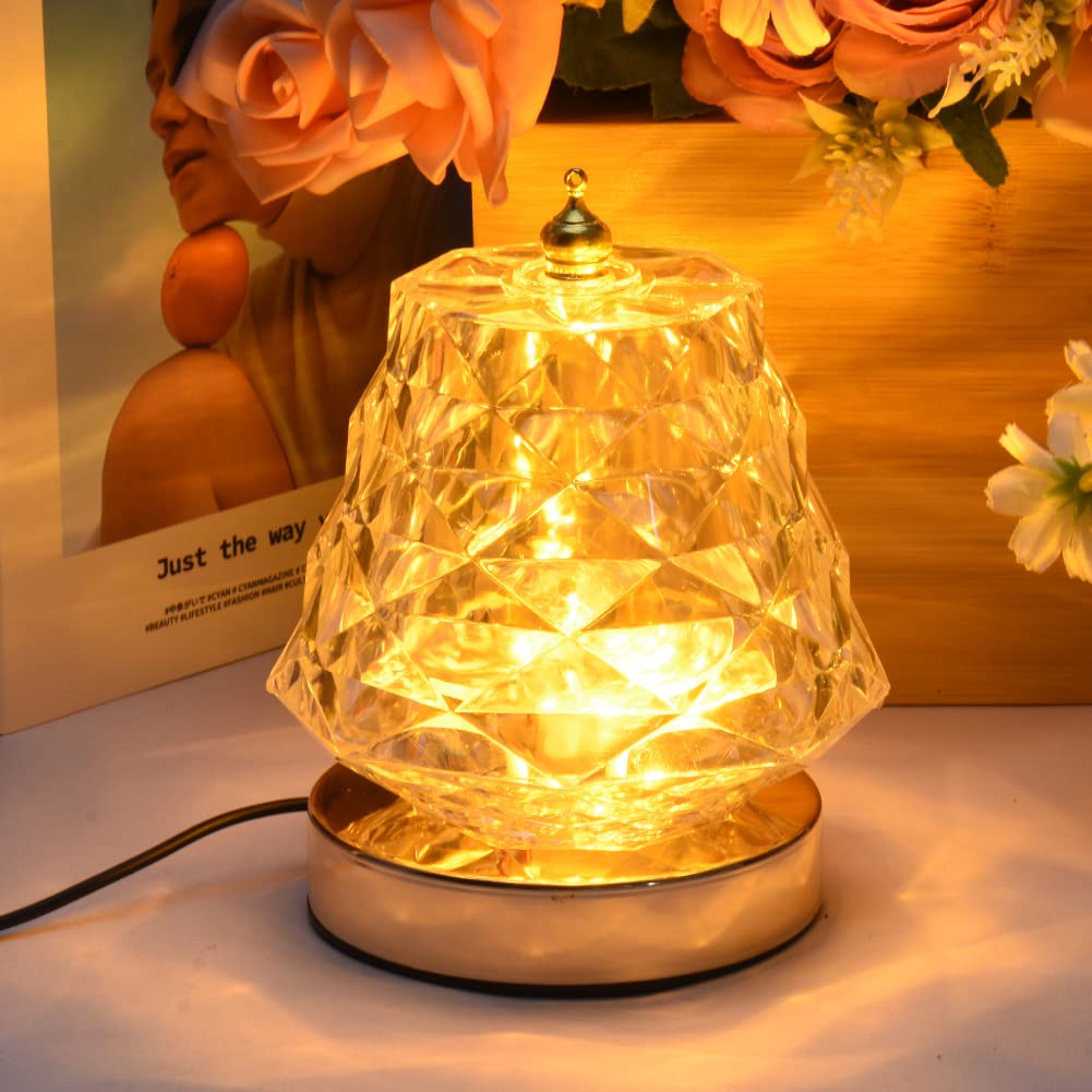 Serveyou Crystal Lamp,Crystal Night Light Desk Lamp,Dimmable Table Lamp ...