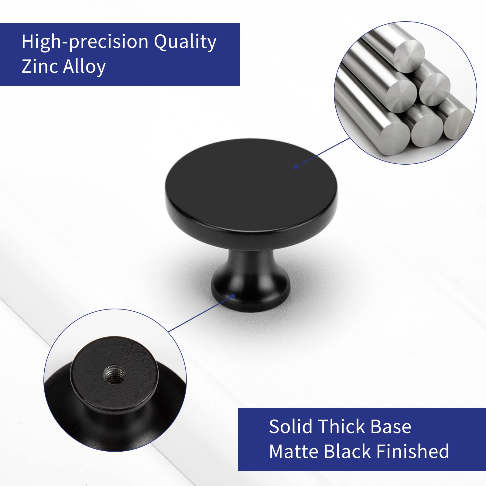 LONTAN 20 Pomos De Armario Para Muebles - Negros Para Cocina