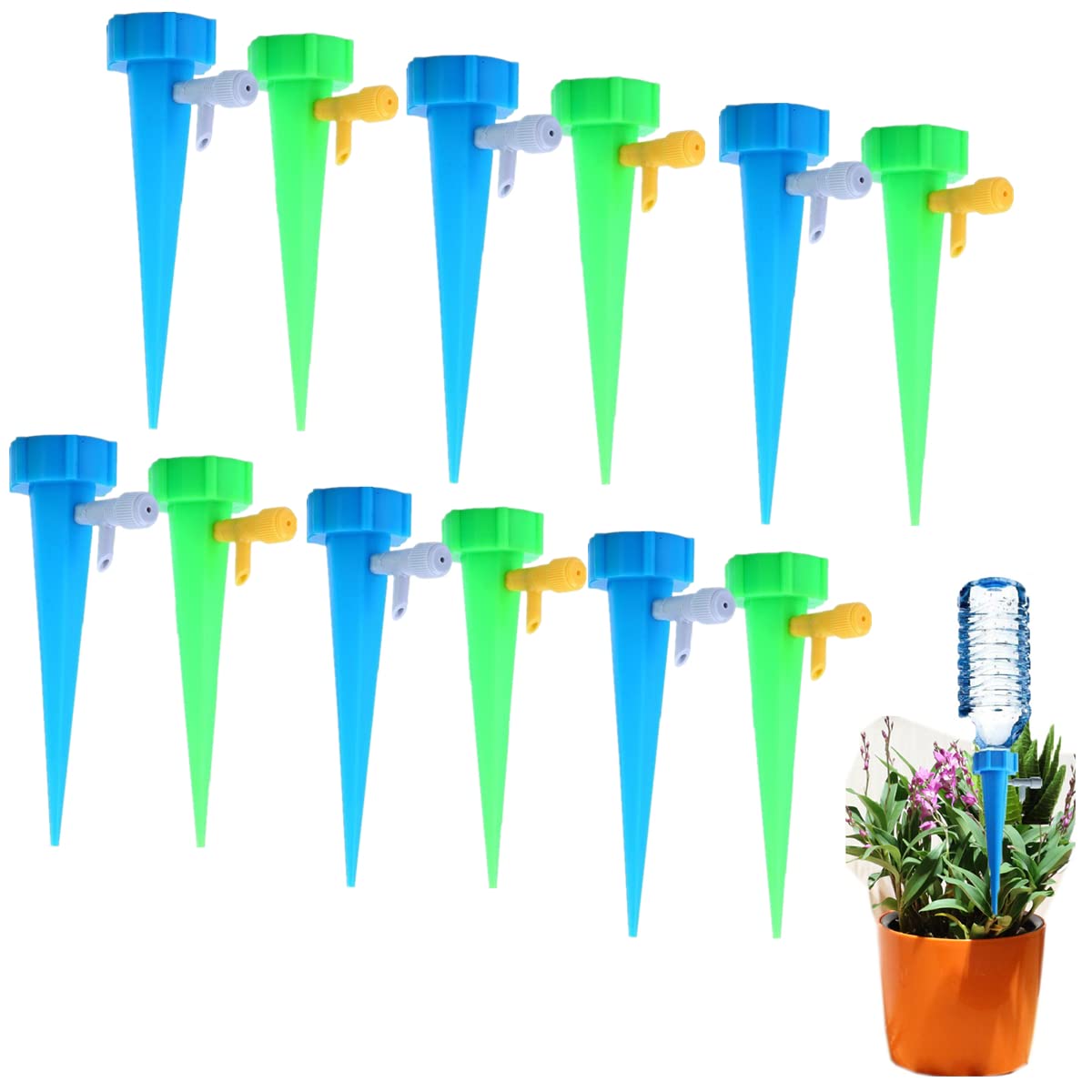 Yuarmi 12Pcs Plant Waterer,Self Watering Spikes，Adjustable Plant ...