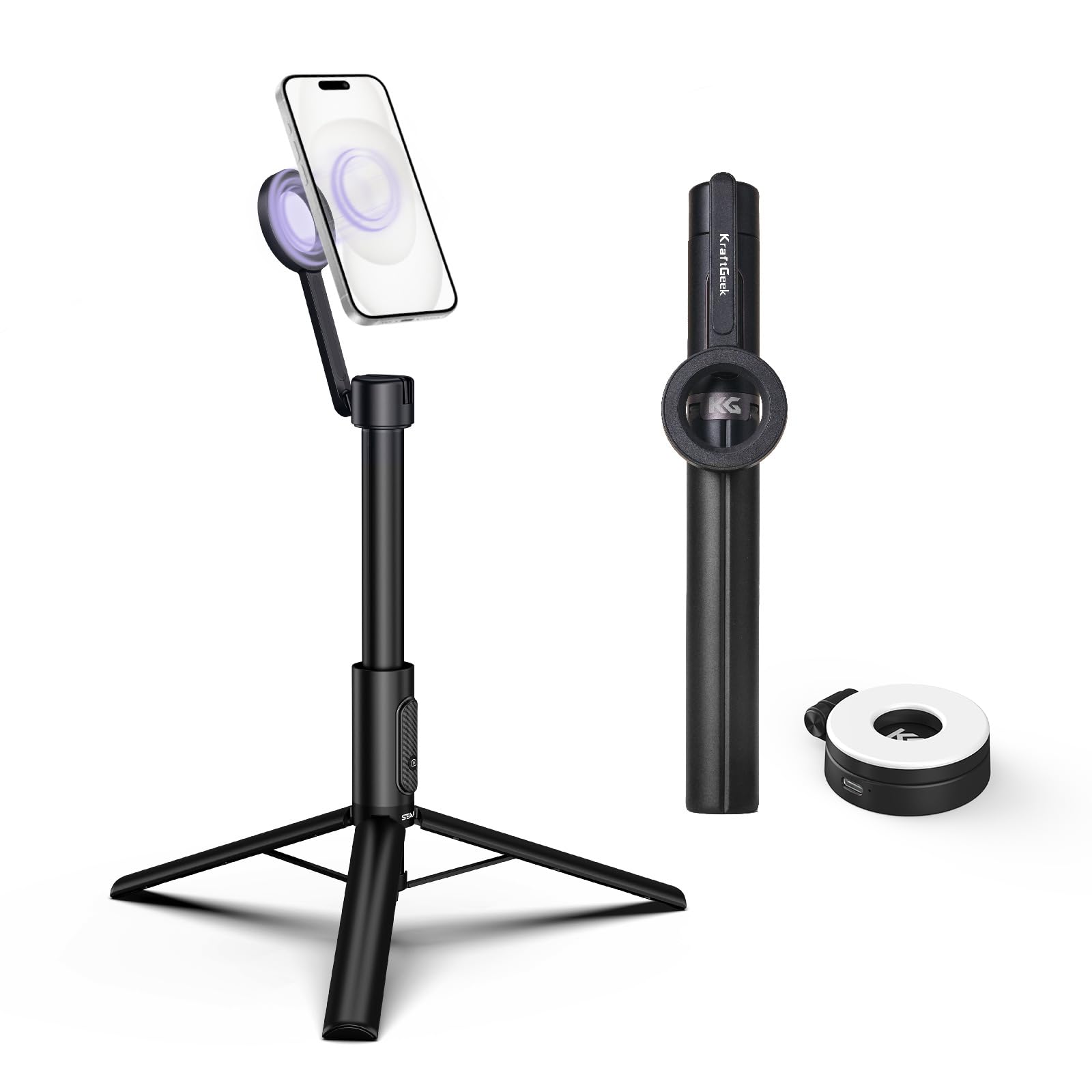 Amazon.com: KraftGeek Magnetic Phone Tripod with Selfie Light for ...