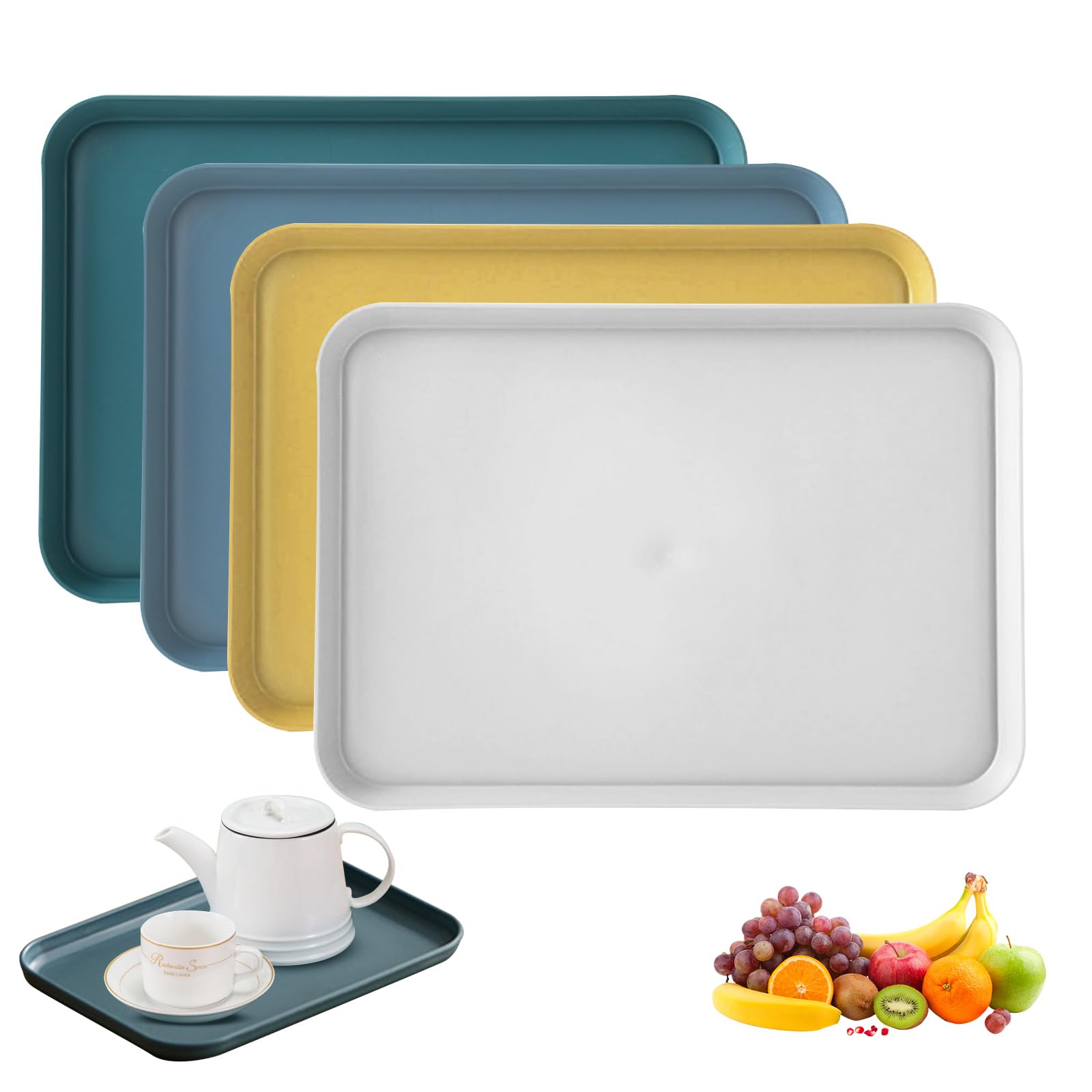 milaosk 4 Pcs Serving Trays Rectangular Small Trays Food Tray Dinner ...