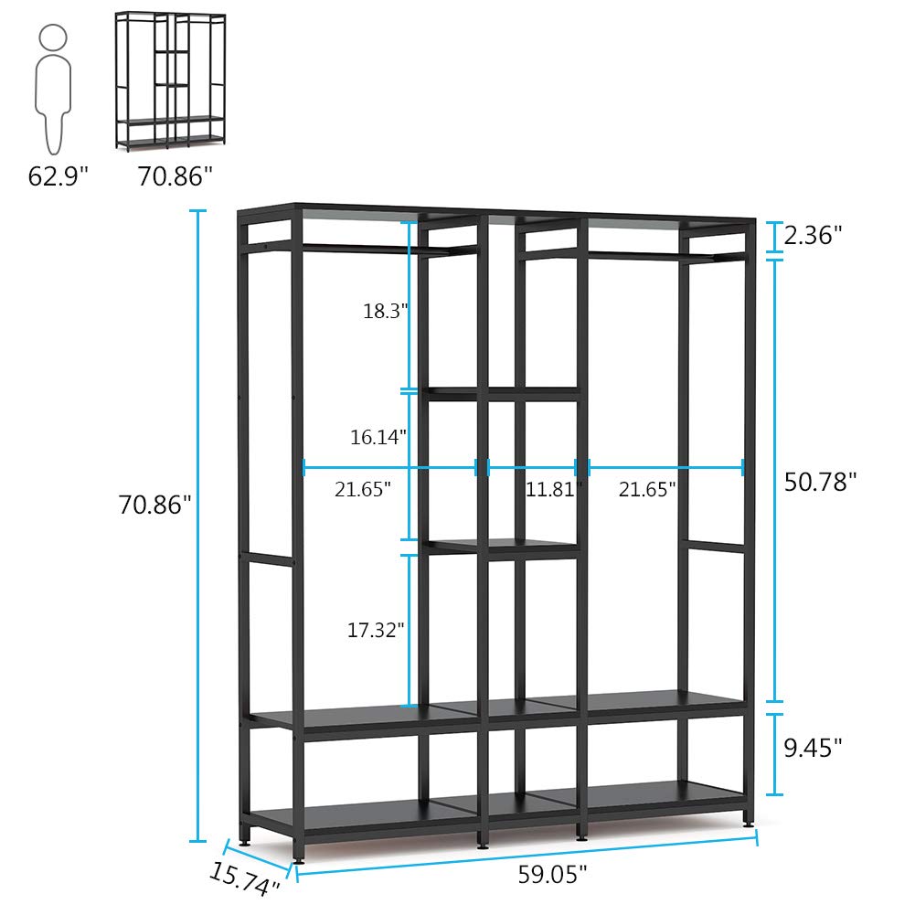 Tribesigns Double Rod Free Standing Closet Organizer, Heavy Duty ...