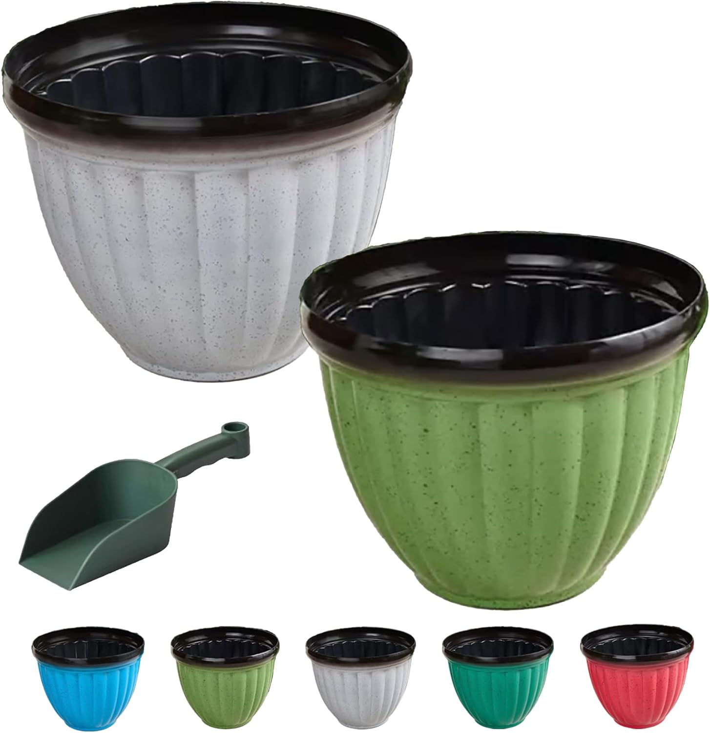 Amazon.com : Large Ribbed Planter Pots, Large Plastic Planters for ...