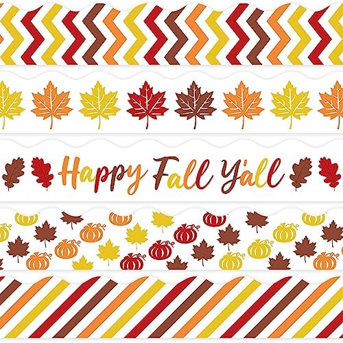 Amazon.com: Whaline 69Ft Fall Boho Bulletin Board Borders Pumpkin ...