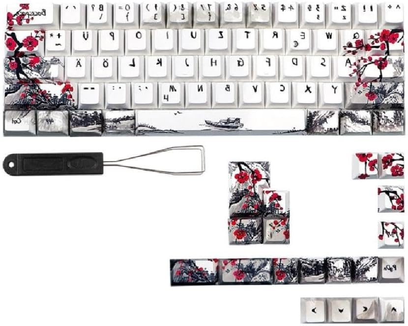 Plum Blossom Shaped Keycaps German French Spanish for Qwertz Azerty 61 ...