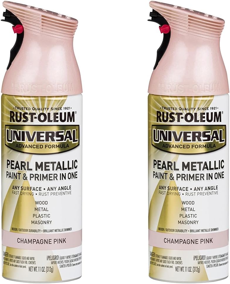 Rust-Oleum 301537 Universal All Surface Pearl Metallic Spray Paint, 11 oz, Champagne Pink (Pack ...