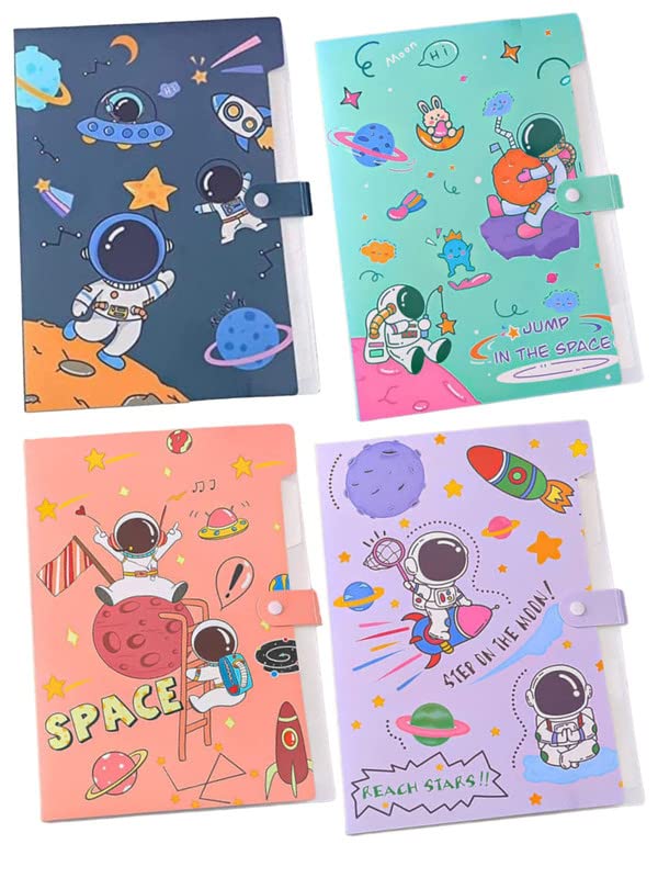 Le Delite (Pack of 4) Folder Cartoon Space Organizer Bag Astronaut 6 ...