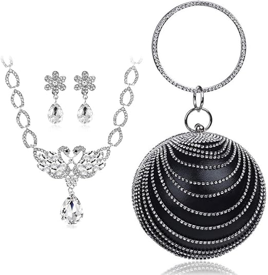 Round Clutch tassel Purse Women Crystal Evening Bag for Wedding Party ...