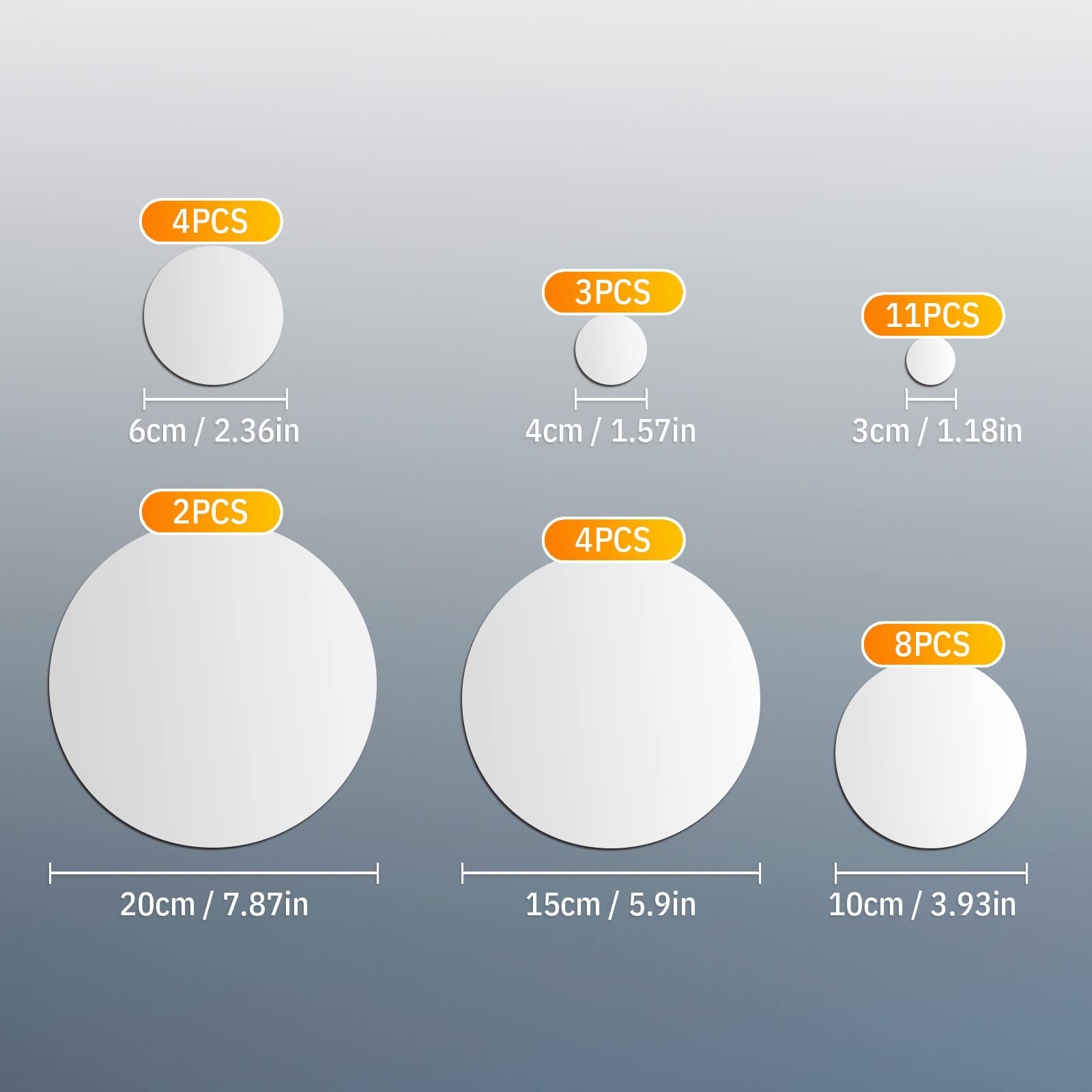 Removable Acrylic Mirror Setting Wall Sticker Adhesive Round Circle ...