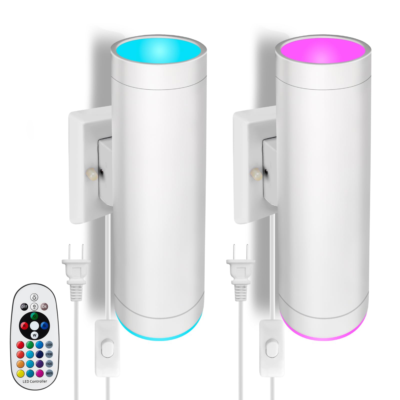 Wall Sconces Set of Two: 12W RGBW Indoor Wall Lamp for Halloween ...