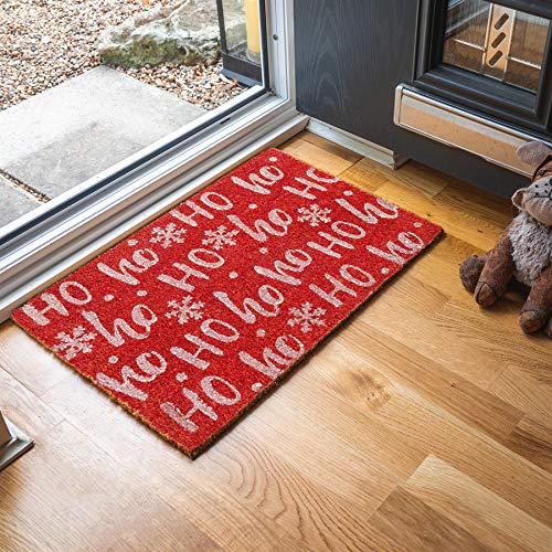 Ho, Ho, Ho Merry Christmas Doormat in Red