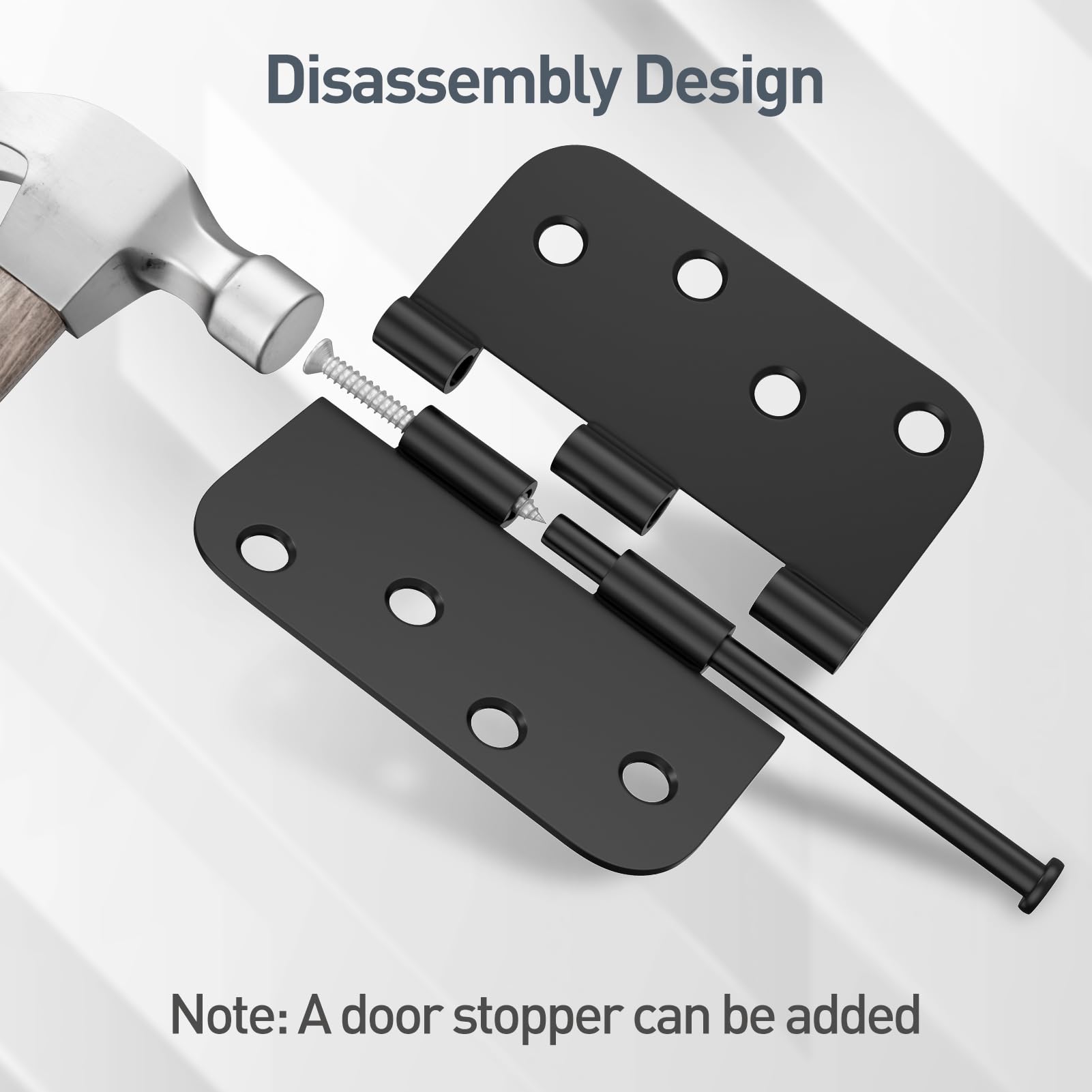 HOSOM 6 Pack Rounded Door Hinges 4 Inch 5/8'' Radius Corner, Matte ...