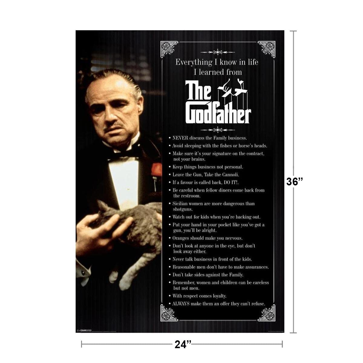 Godfather Marlon Brando Al Pacino Mario Puzo Mafia Movie Poster 24 x 36 ...