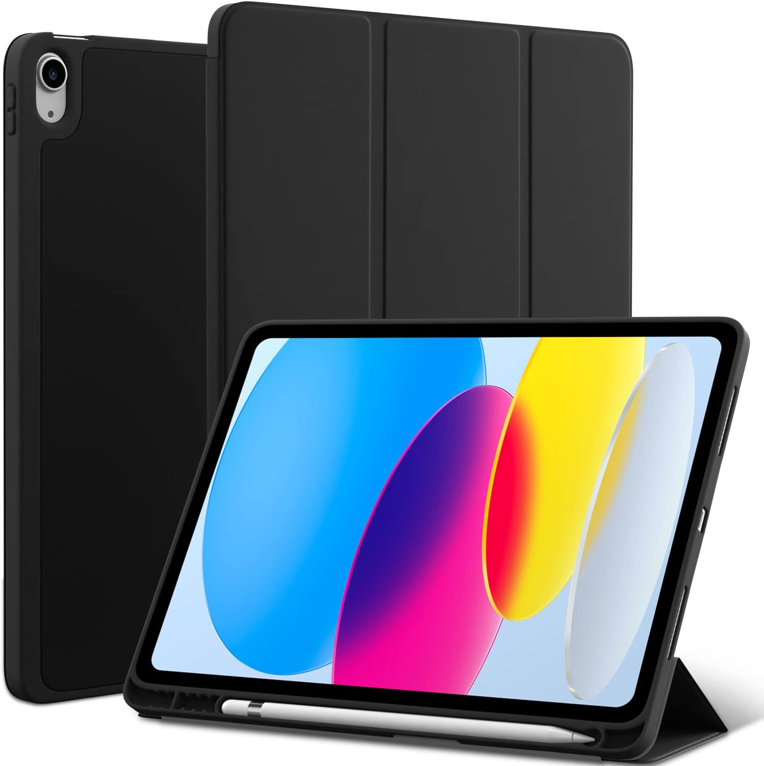 Amazon.com: ROARTZ Black Smart Auto Wake/Sleep Cover Built-in Pencil ...
