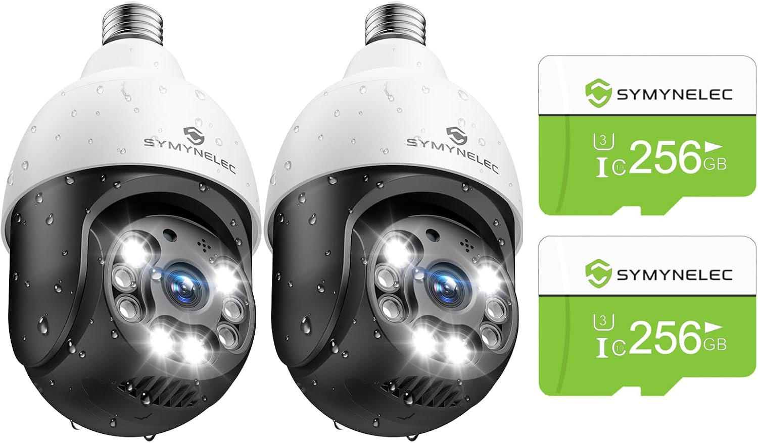 Amazon.com : SYMYNELEC Light Bulb Security Camera Outdoor Waterproof 2.5K with 256GB TF Card ...