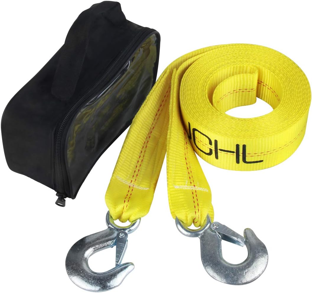 Amazon.com: Fms Nylon Recovery Heavy Duty Tow Strap with 2 Safty Hooks ...