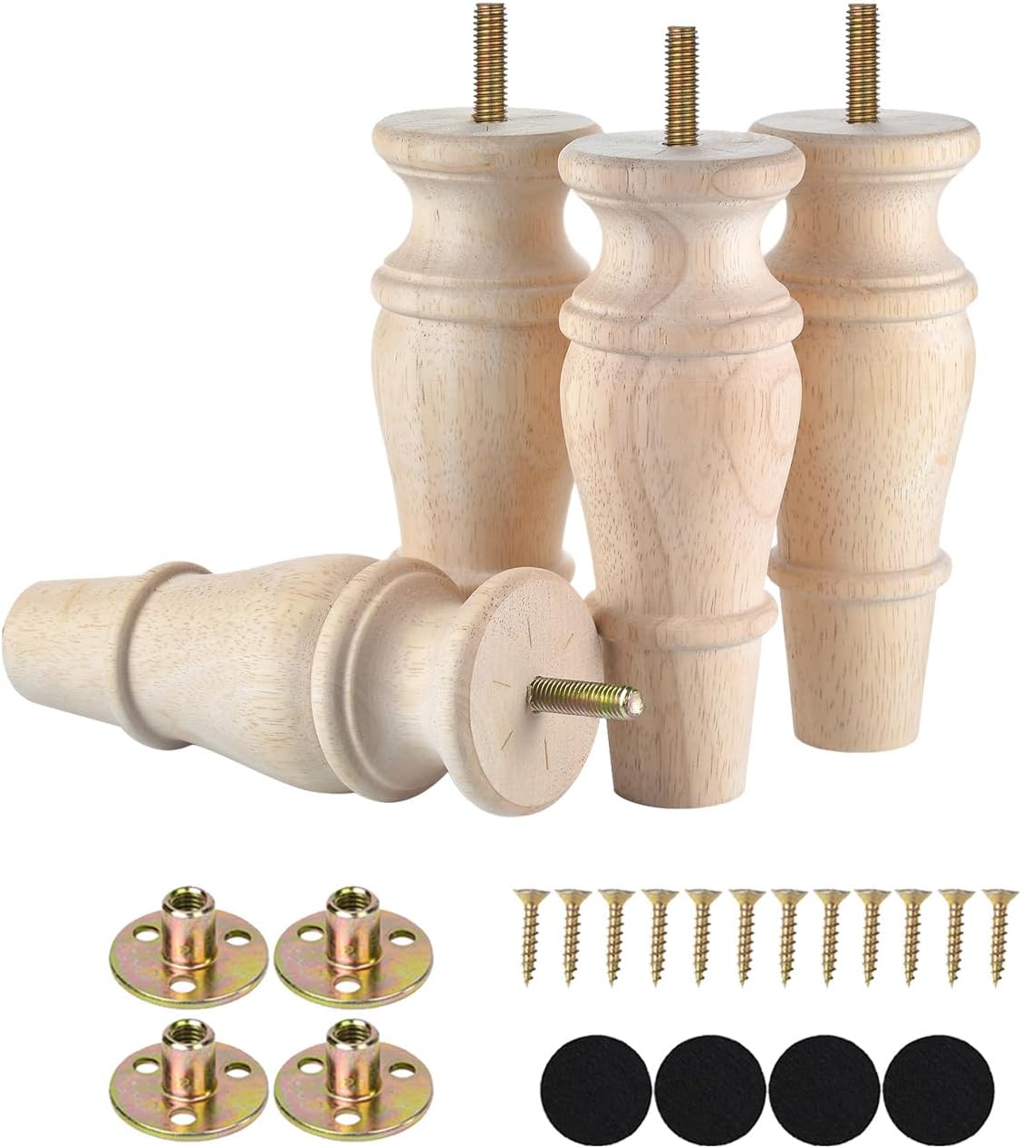 Amazon.com: Michanco Wooden Furniture Legs 6 Inch Set of 4 Unfinished ...