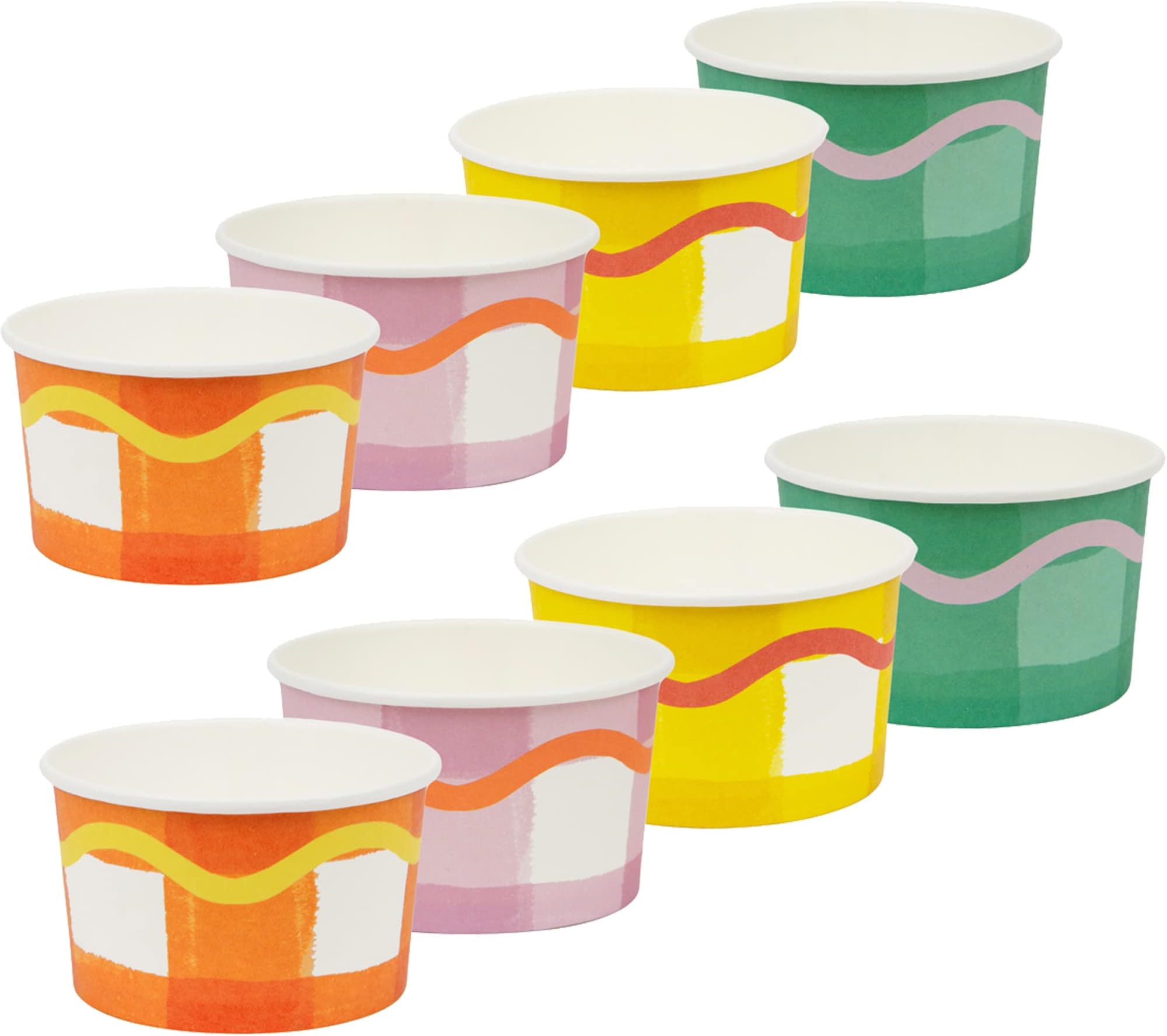 Talking Tables - Colourful Paper Ice Cream Cups - Recyclable Gingham ...