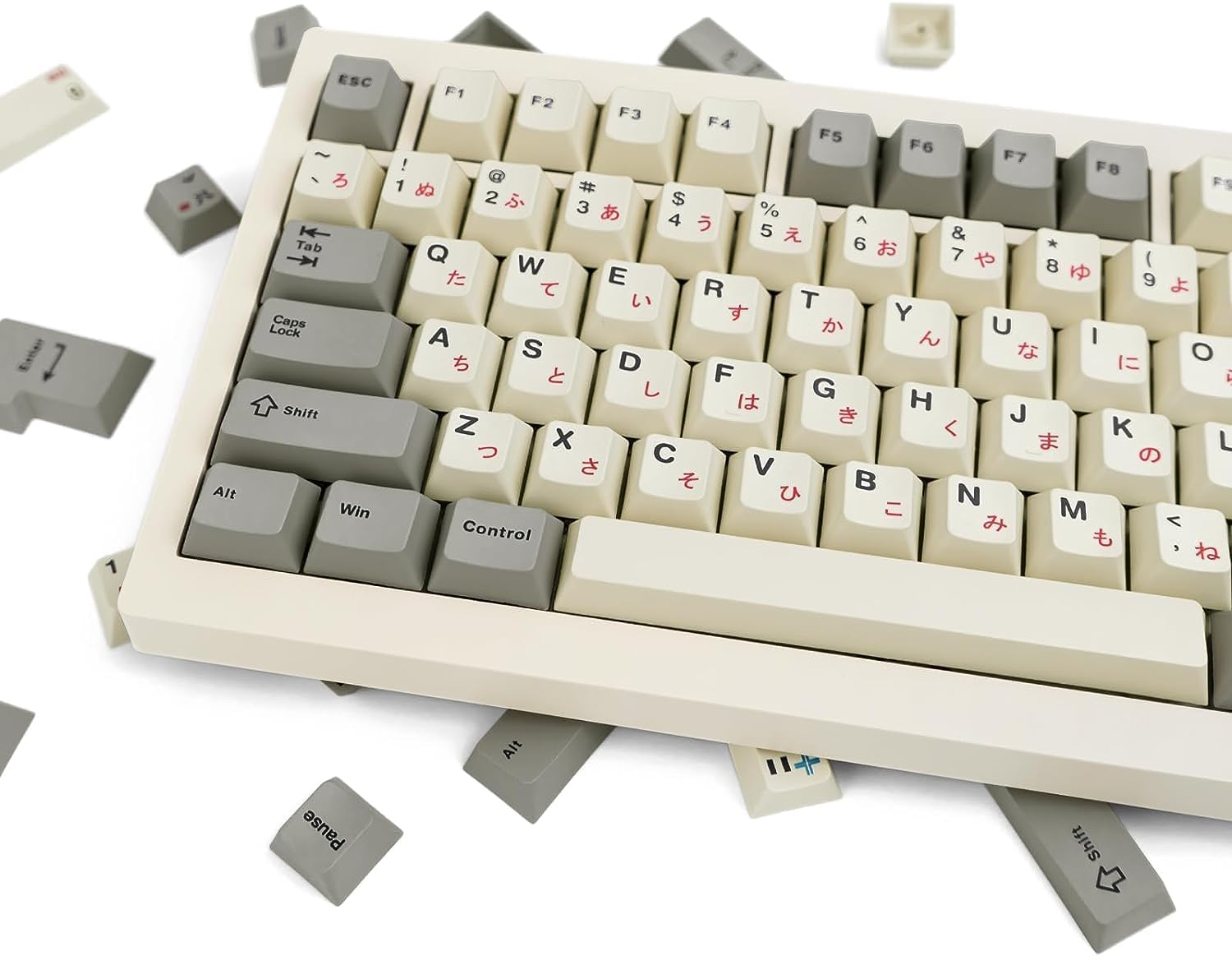Amazon.com: GEKUCAP 135 Keys Retro Grey Japanese Keycaps, Dye ...