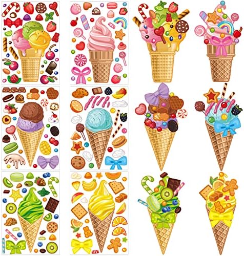 Amazon.com: Ice Cream Party Kids Sticker Sheets, 36 Sheets Build Your ...