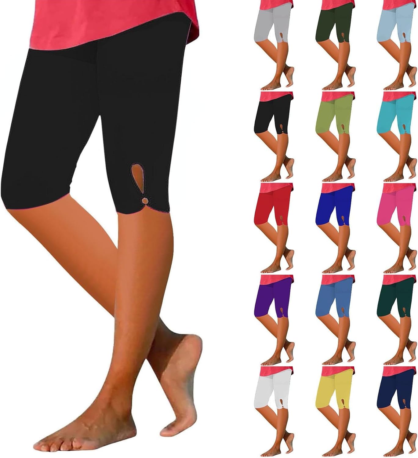 Rjognt Womens Capris for Summer Dressy Casual Cropped High Waist Yoga ...