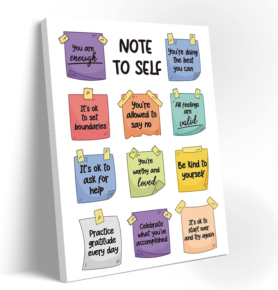 Amazon.com: Note to Self Canvas Poster with Frame, Self-Care Art ...
