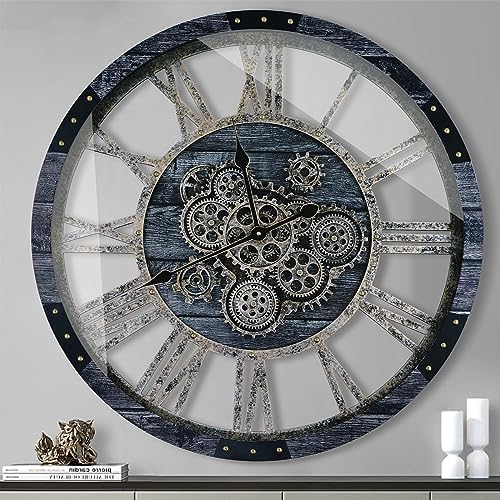 Large Wall Clock for Living Room Decor,24 Inches Oversized Vintage Wood ...