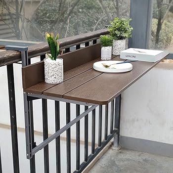 Deuba Table de Balcon en Bois Rabattable Suspendue Balcon terrasse 64 x ...