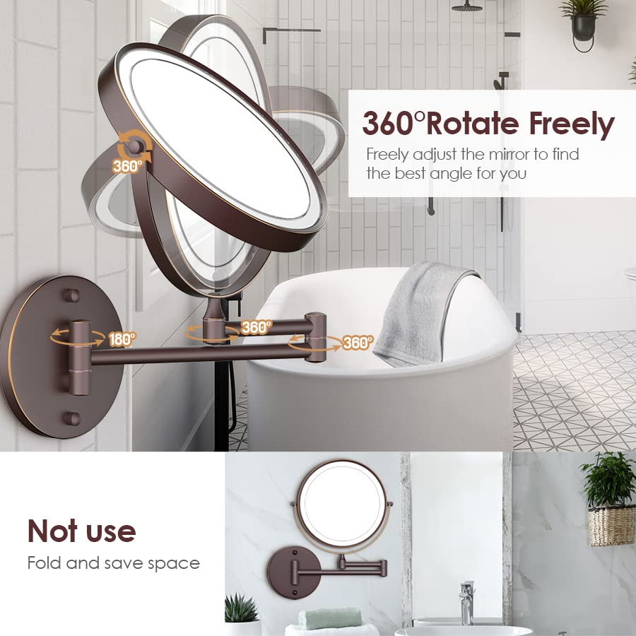 Snapklik.com : Rechargeable Wall Mounted Lighted Makeup Mirror, 8 Inch ...