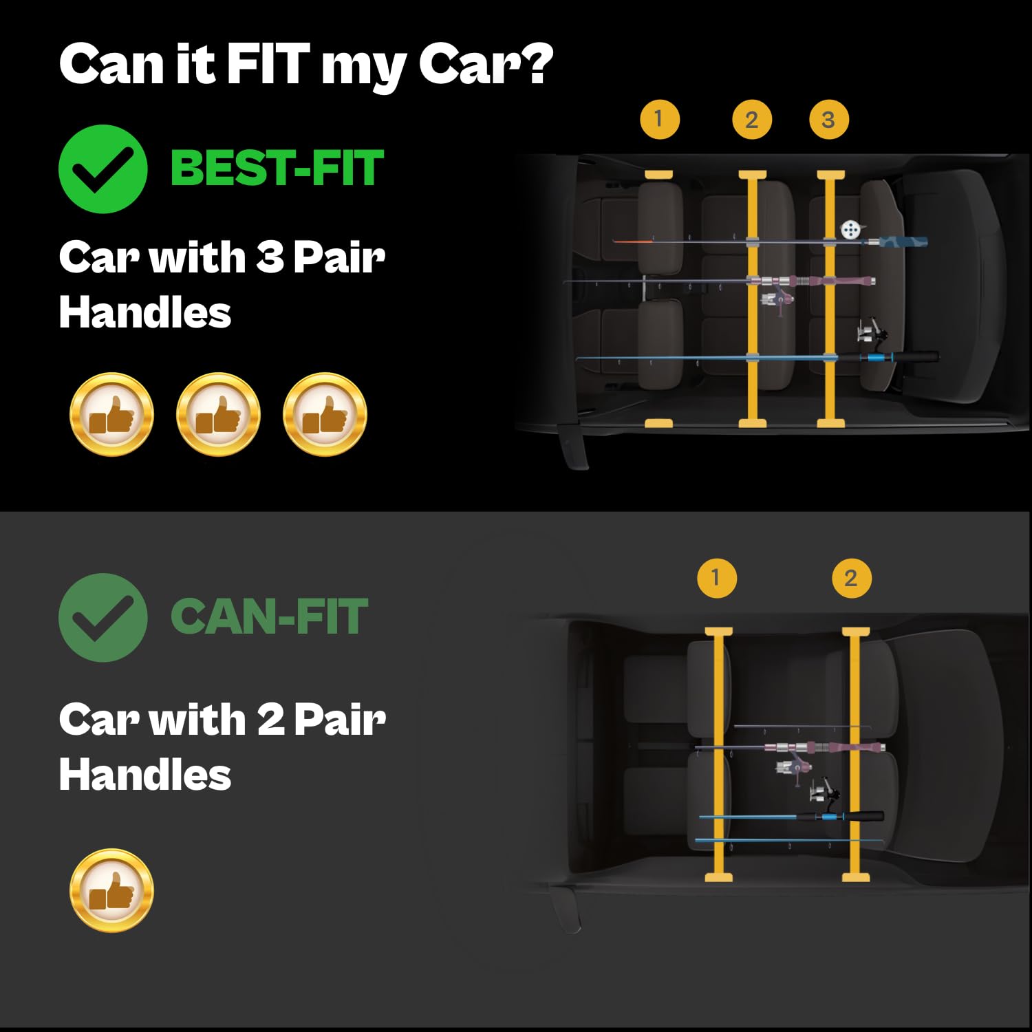 OJYDOIIIY Fishing Rod Holders for Car, Fishing Pole Storage Roof Rack ...