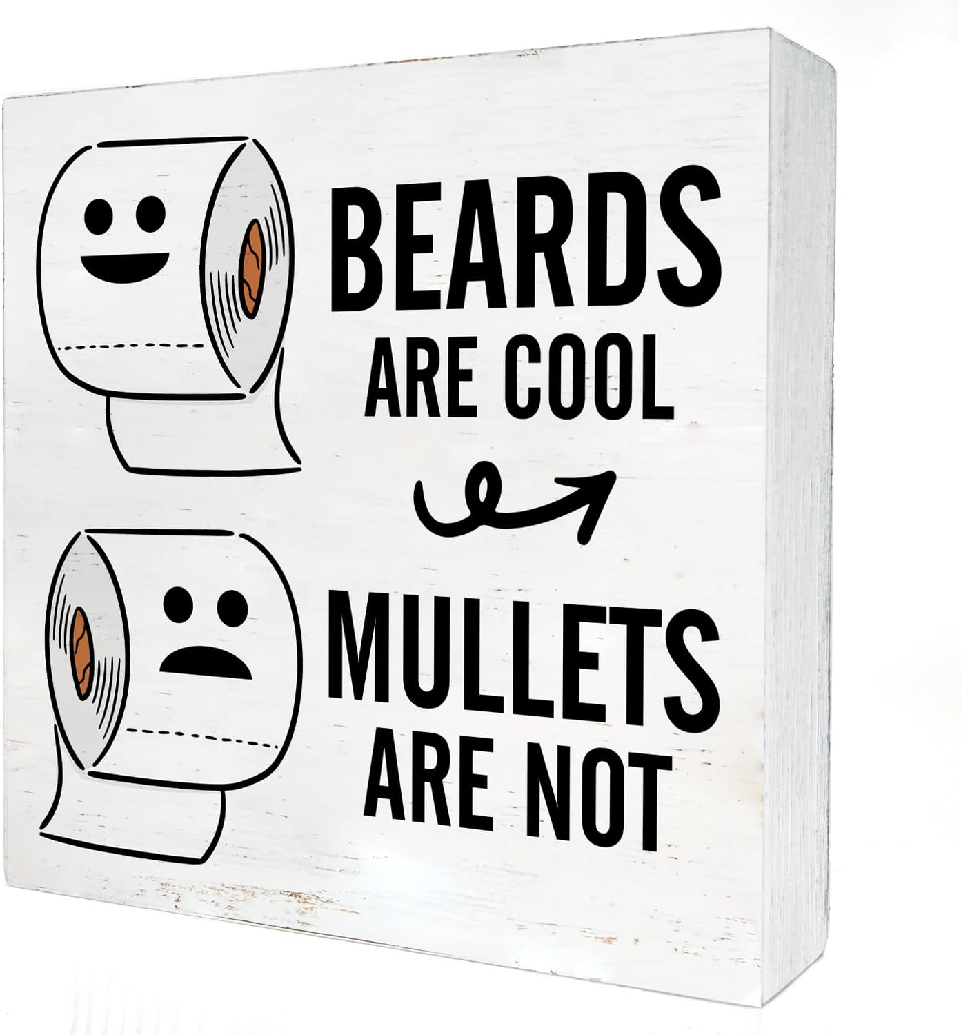 Amazon.com: Bathroom Humor Wooden Box Sign with Saying Desk Decor 5 x 5 ...