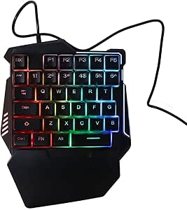 One Handed Gaming Keyboard, 35 Keys RGB Backlit Single Hand Game ...