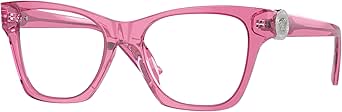 Versace Eyeglasses VE 3341 U 5421 Transparente Pink at Amazon Women’s Clothing store