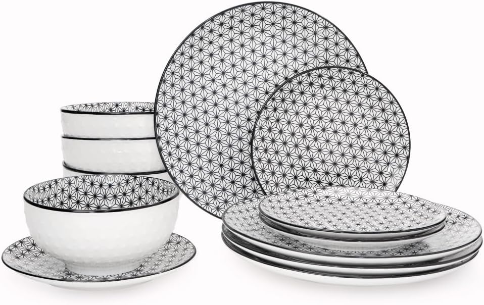 Amazon Thyme Table Dinnerware Black White Medallion Stoneware