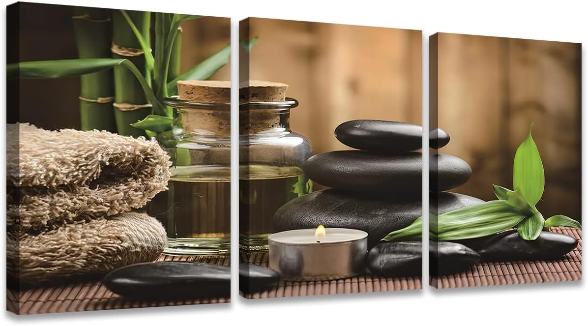 Amazon.com: 3 Panel Zen Canvas Wall Art Stones spa Oil Wood Massage ...