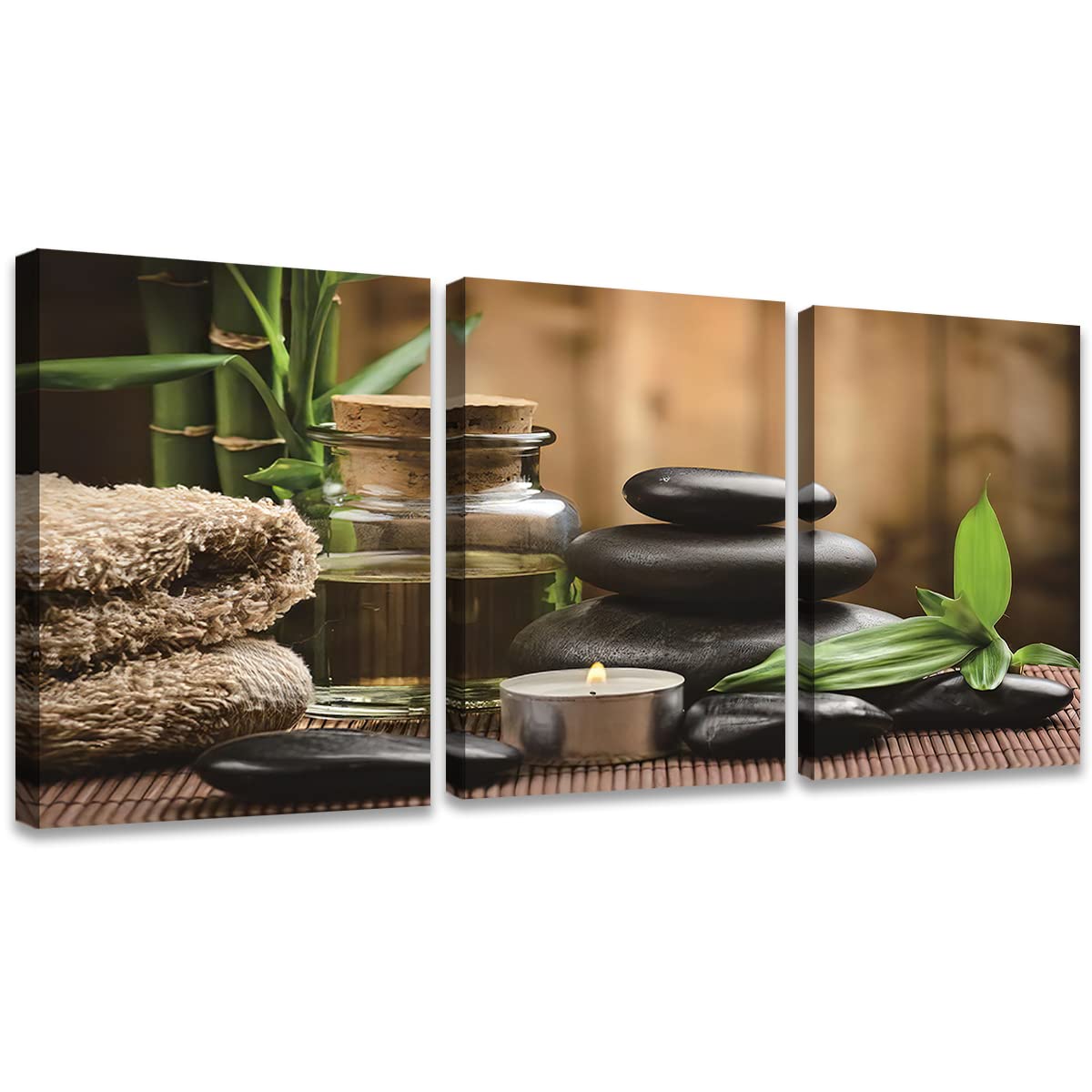 Amazon.com: 3 Panel Zen Canvas Wall Art Stones spa Oil Wood Massage ...